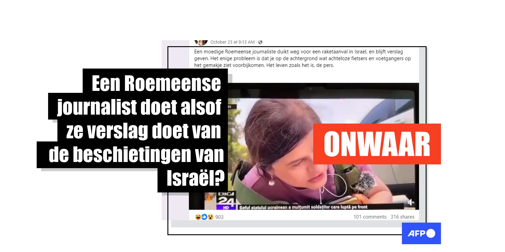 Deze video toont geen Roemeense journalist die een aanslag in Israël in ...
